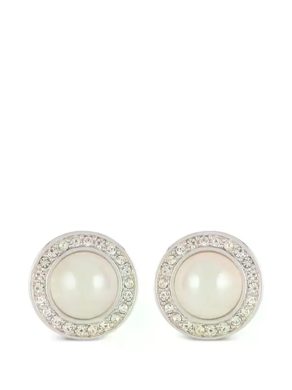 Dior 1980 Faux-pearl Earrings - Silver