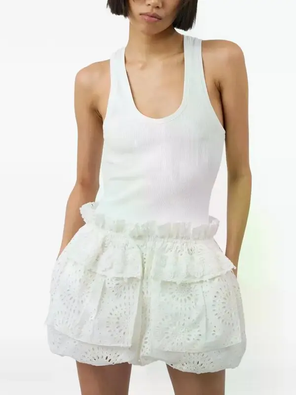 AKNVAS Indi Eyelet-embroidered Ruffled Dress - White