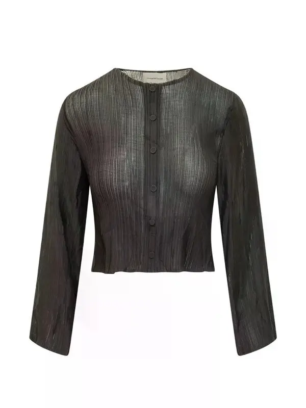 GONGDID DESIGN Plissé-effect Long-sleeve Cardigan