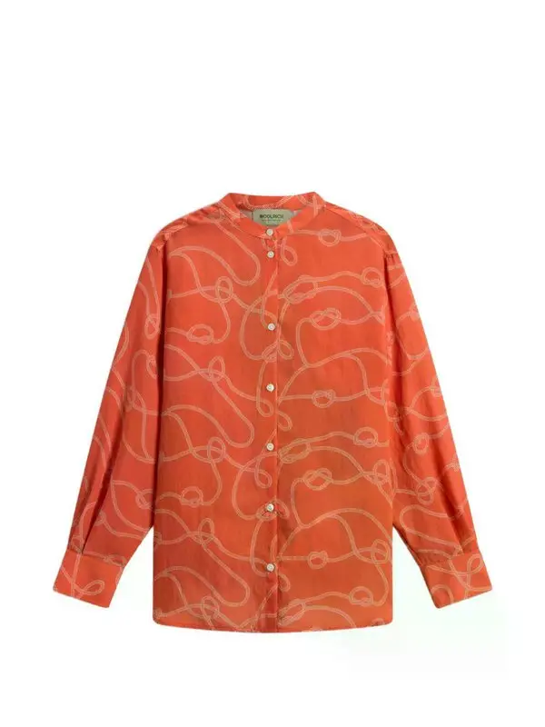 Woolrich Rope-print Band-collar Shirt - Orange