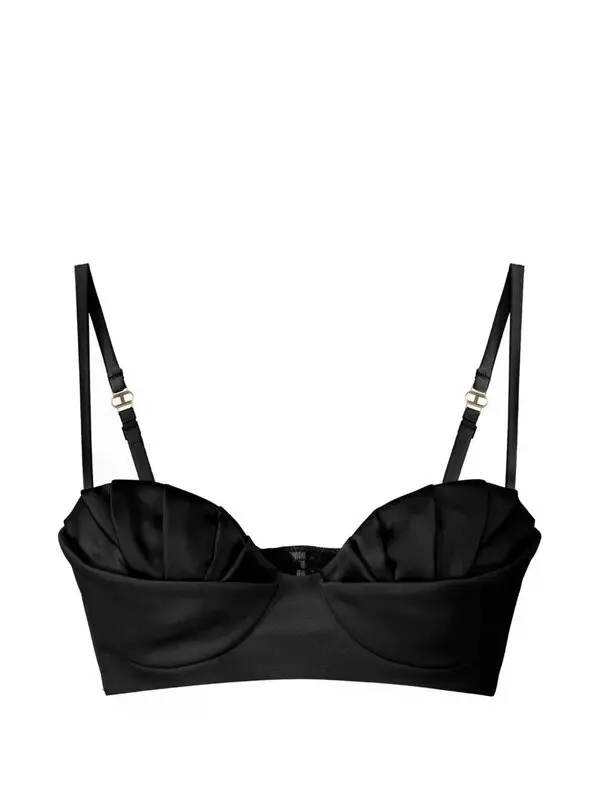 Elisabetta Franchi Pleated Crepe Bra - Black