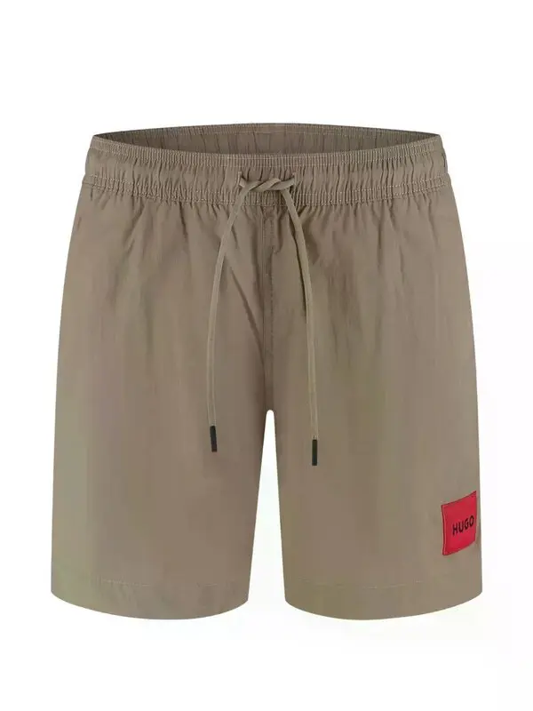 BOSS Logo-patch Swimshorts - Brown