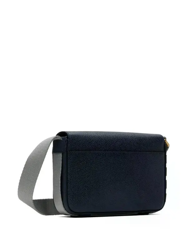 Thom Browne Pebbled Shoulder Bag With Stripe Detail - Blue