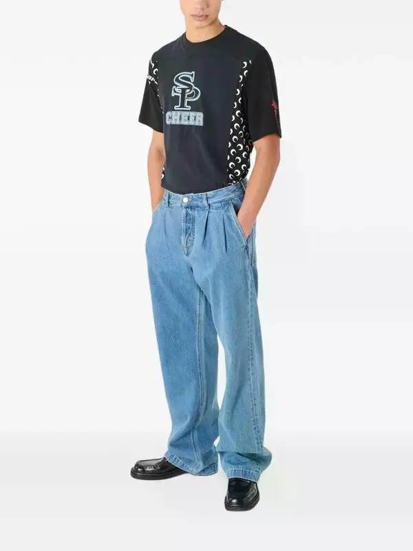 MARINE SERRE Pleated Loose-fit Jeans - Blue