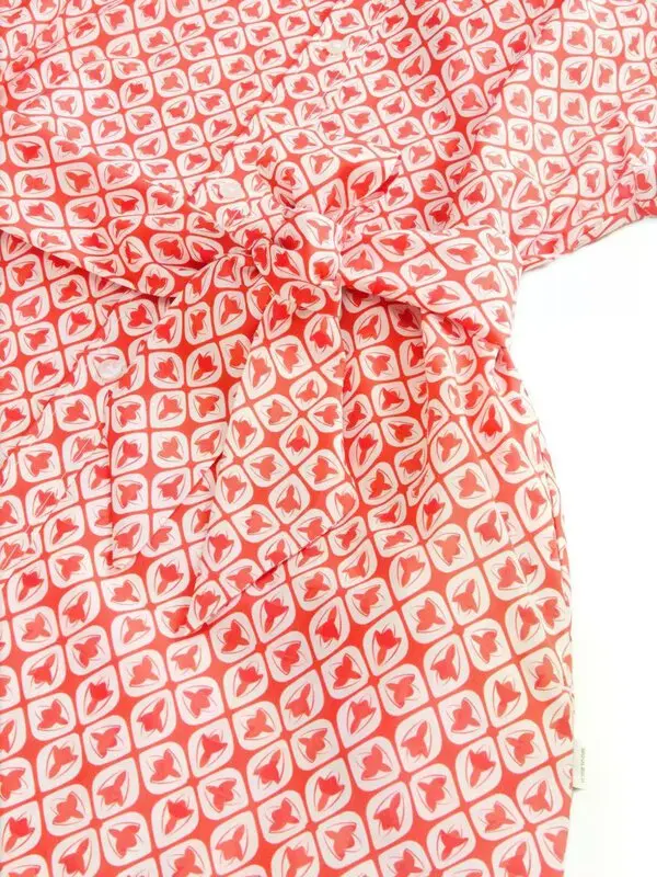 Woolrich Geometric-print Belted Midi Dress - Red
