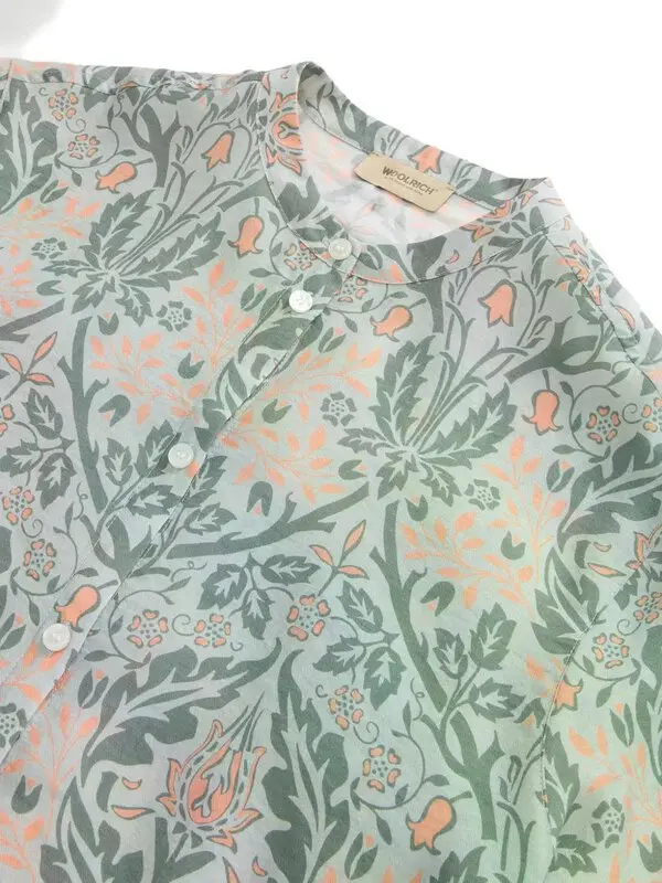 Woolrich Floral-print Band-collar Shirt