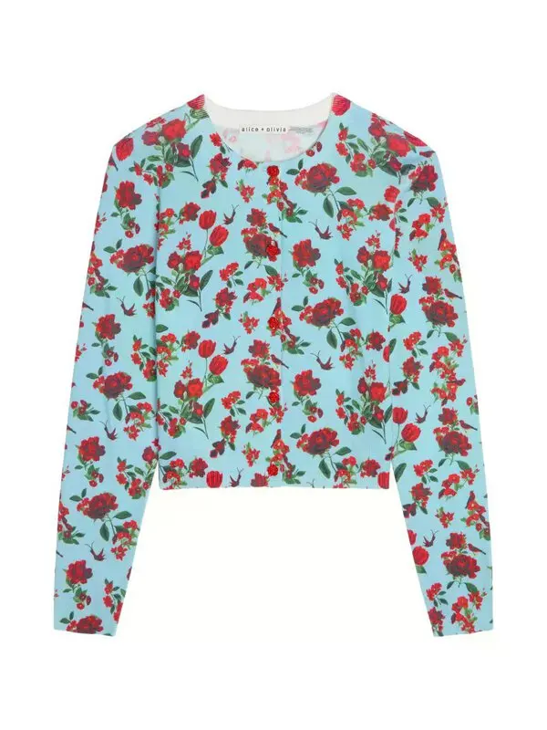 Alice + Olivia Floral-print Cardigan - Blue