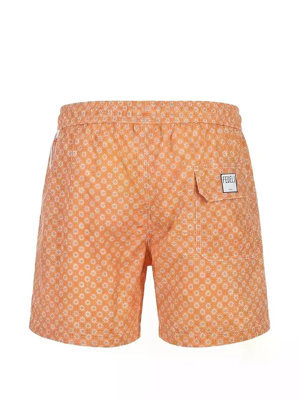 Fedeli Floral-print Swim Shorts - Orange