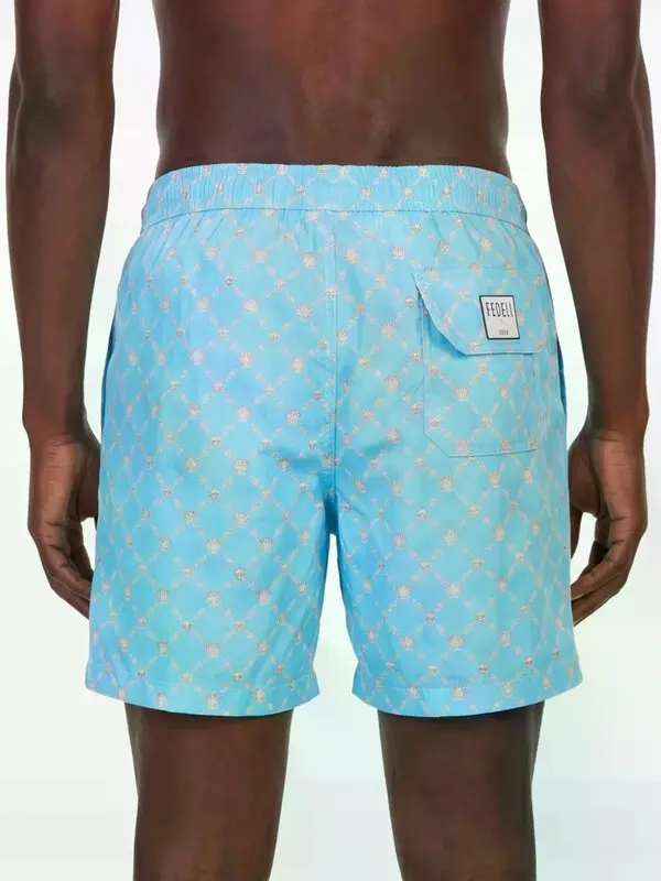 Fedeli Printed Swim Shorts - Blue