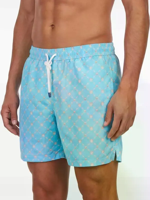 Fedeli Printed Swim Shorts - Blue