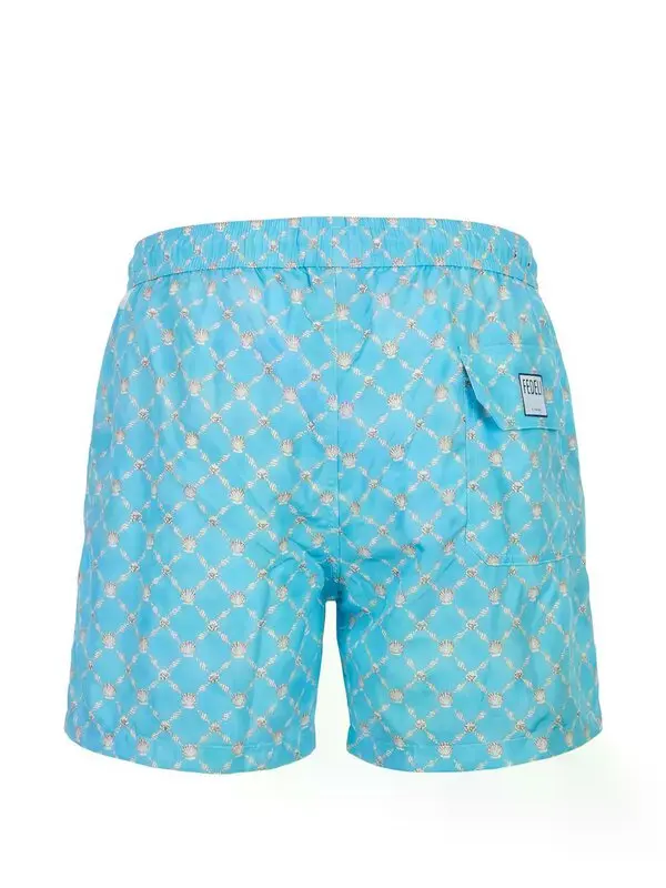 Fedeli Printed Swim Shorts - Blue