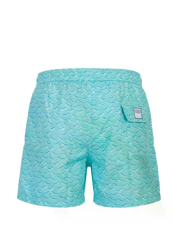 Fedeli Whale-print Swim Shorts - Blue