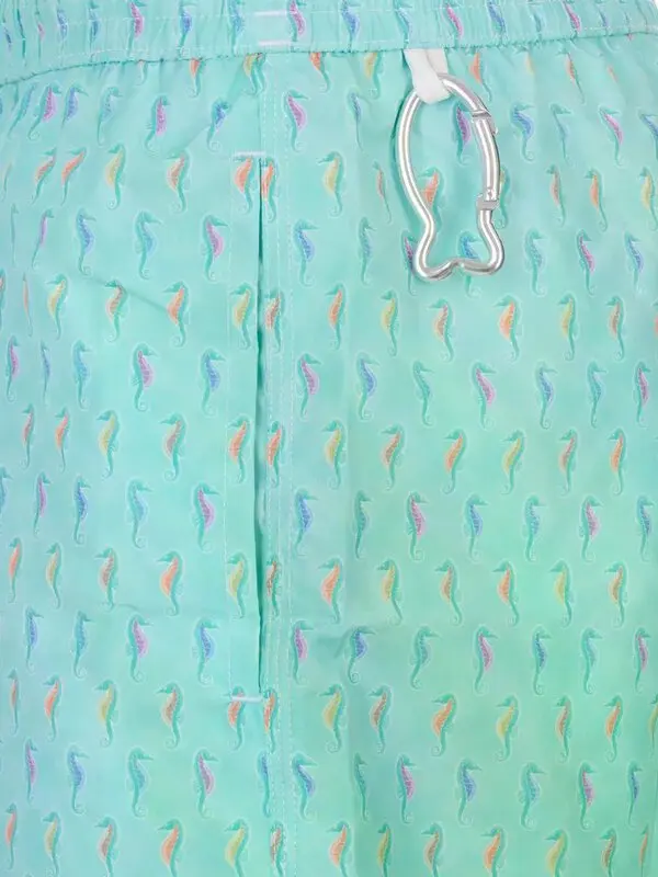 Fedeli Seahorse Print Swim Shorts - Blue