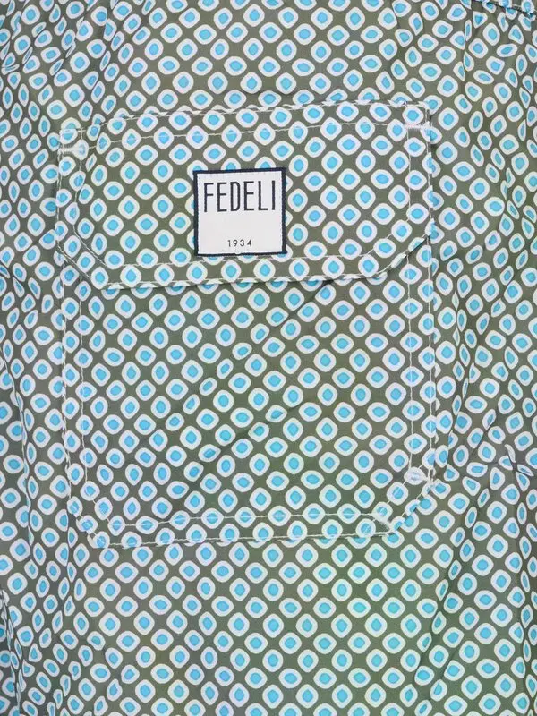 Fedeli Geometric-print Swim Shorts - Green