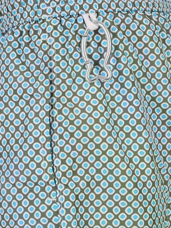 Fedeli Geometric-print Swim Shorts - Green