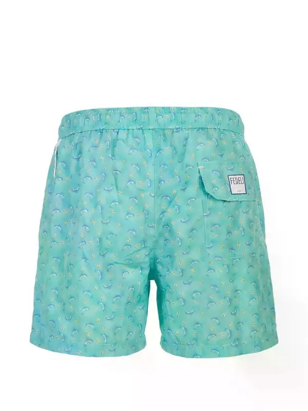 Fedeli Printed Swim Shorts - Blue
