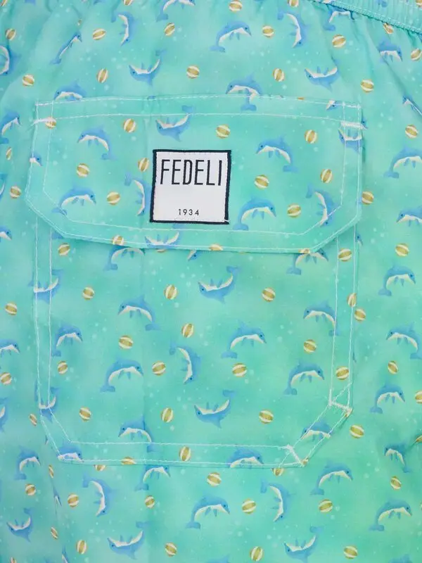 Fedeli Printed Swim Shorts - Blue