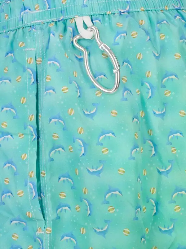Fedeli Printed Swim Shorts - Blue