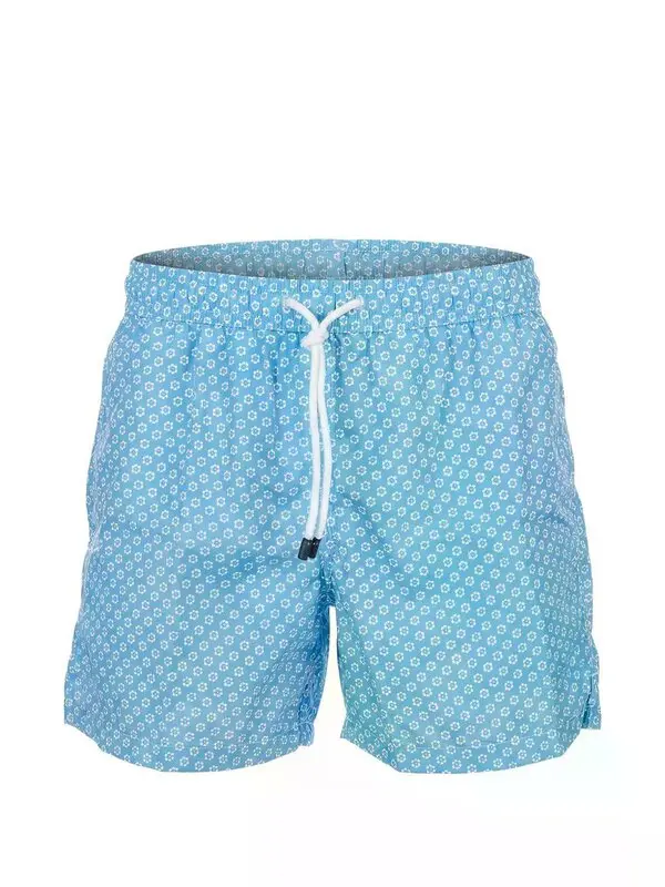 Fedeli Floral-print Swim Shorts - Blue