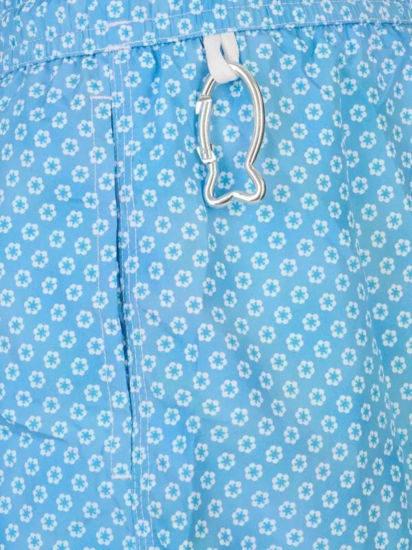 Fedeli Floral-print Swim Shorts - Blue