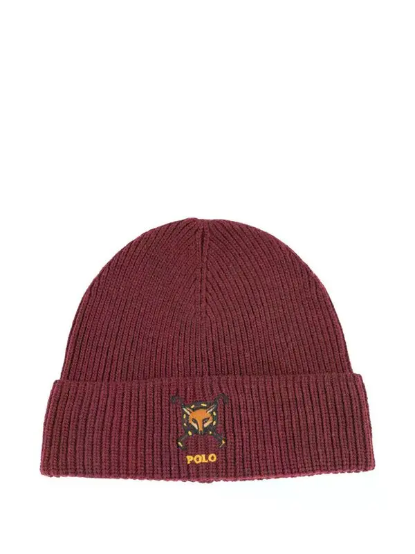Polo Ralph Lauren Embroidered Rib-knit Beanie - Red