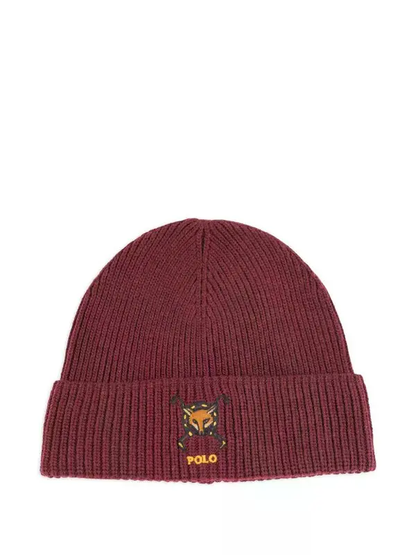 Polo Ralph Lauren Embroidered Rib-knit Beanie - Red