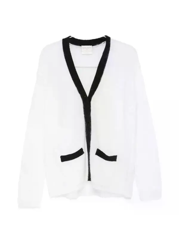 FORTE_FORTE Contrasting-trim Cardigan - White
