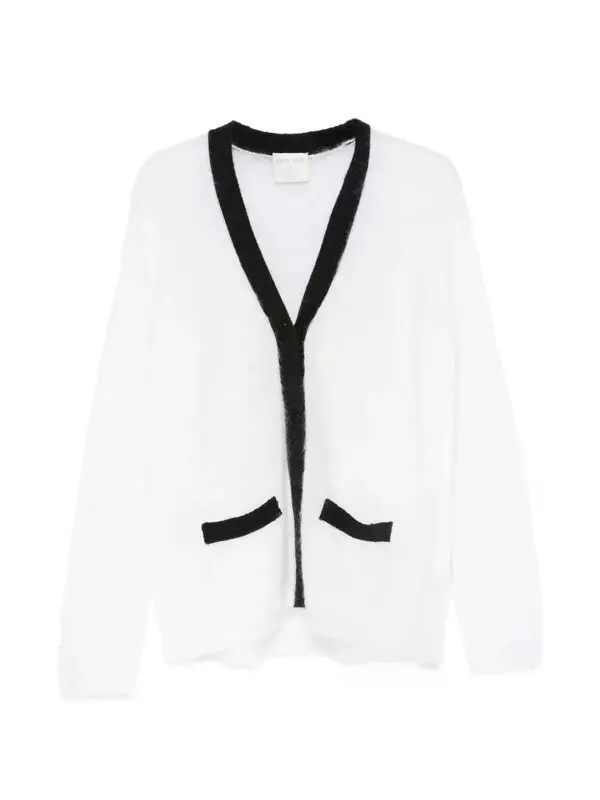 FORTE_FORTE Contrasting-trim Cardigan - White