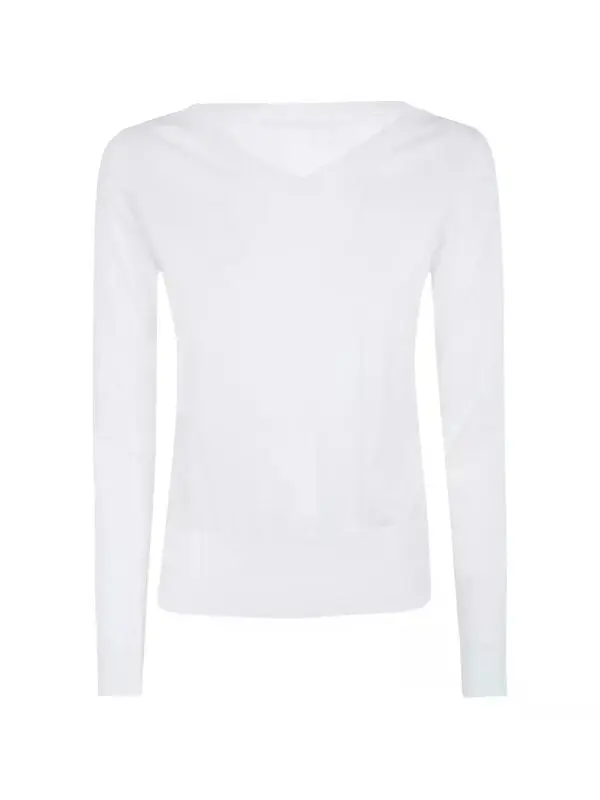 Rossopuro V-neck Cotton Sweater - White