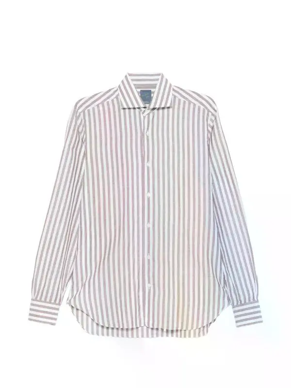 BARBA NAPOLI Striped Long-sleeve Shirt - White