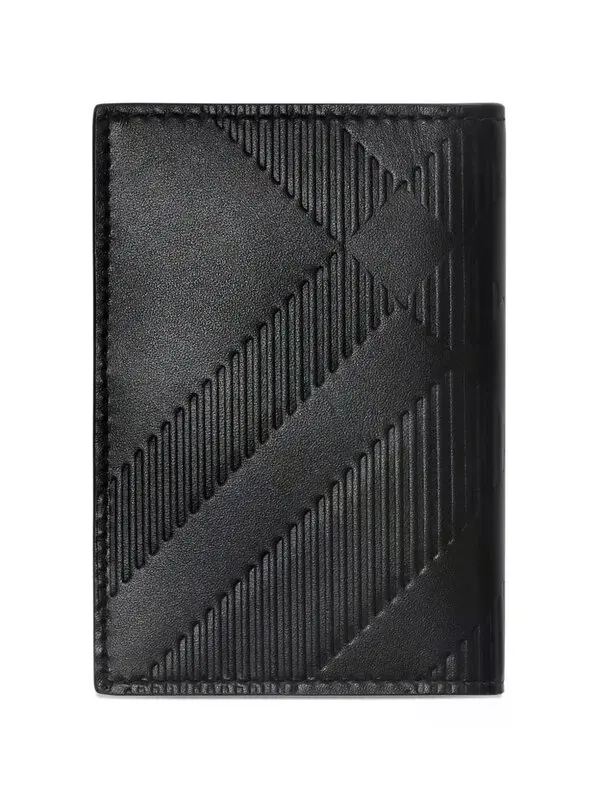 Burberry Embossed-check Folding Card Case - Black