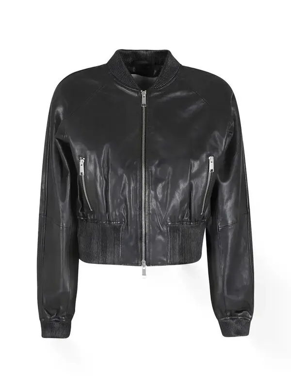 HERSKIND Dario Ribbed-trim Leather Jacket - Black
