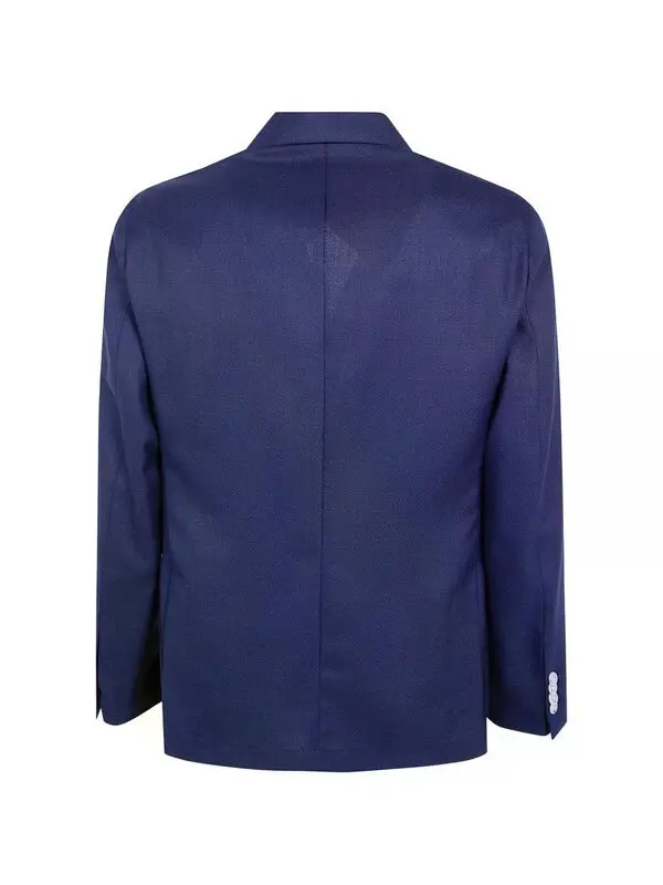 BARBA NAPOLI Double-breasted Wool Blazer - Blue