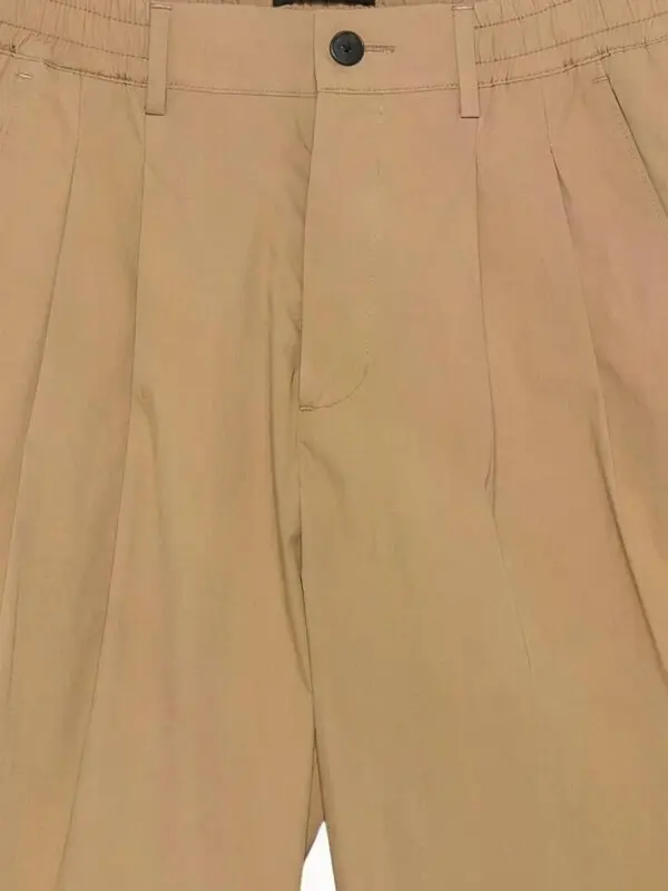 LOW BRAND Pleated Elasticated-waistband Trousers - Neutrals