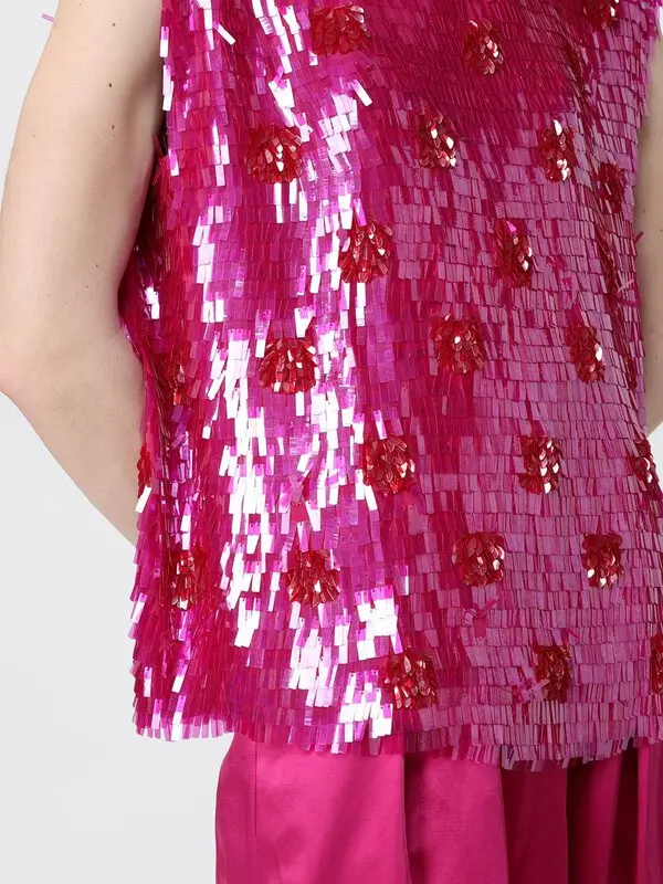 Dries Van Noten Embellished Silk Top - Pink