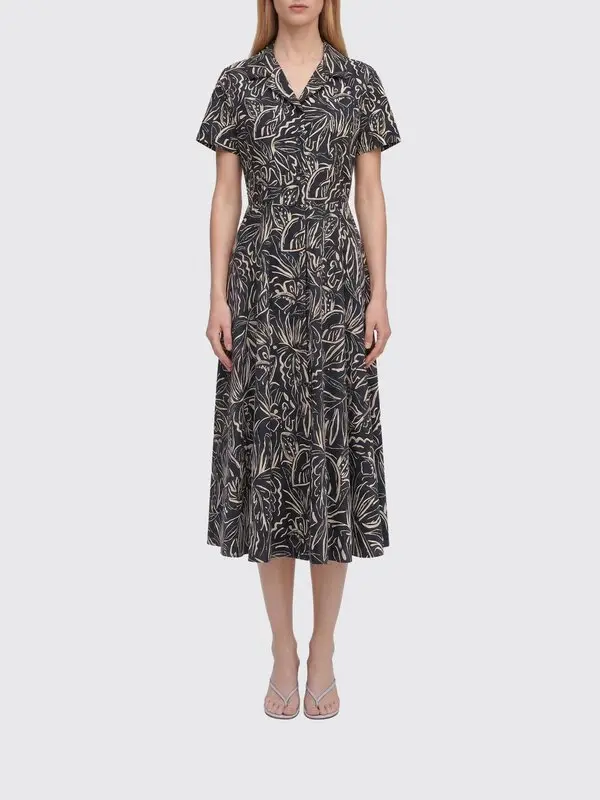 Aspesi Cotton Floral Print Midi Shirtdress - Black