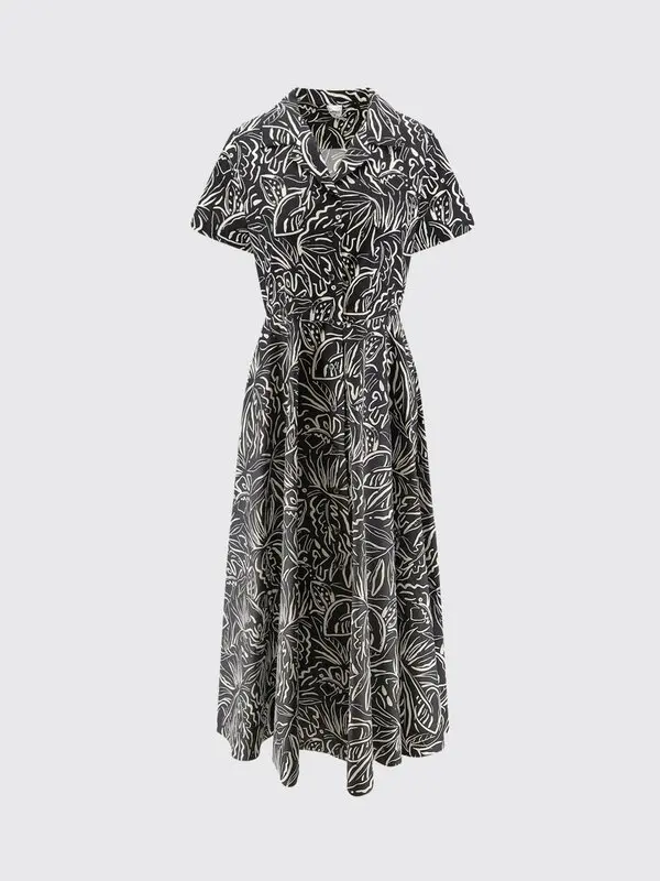 Aspesi Cotton Floral Print Midi Shirtdress