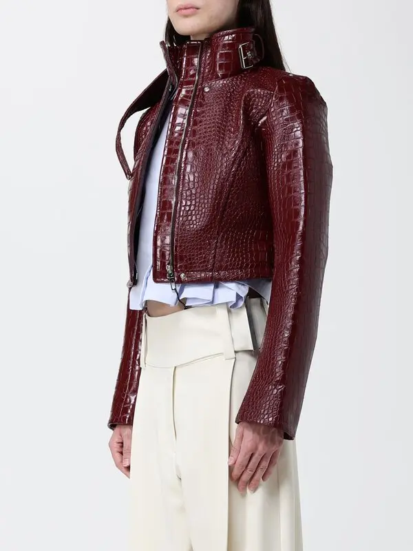 Sportmax Crocodile Print Faux Leather Jacket - Red