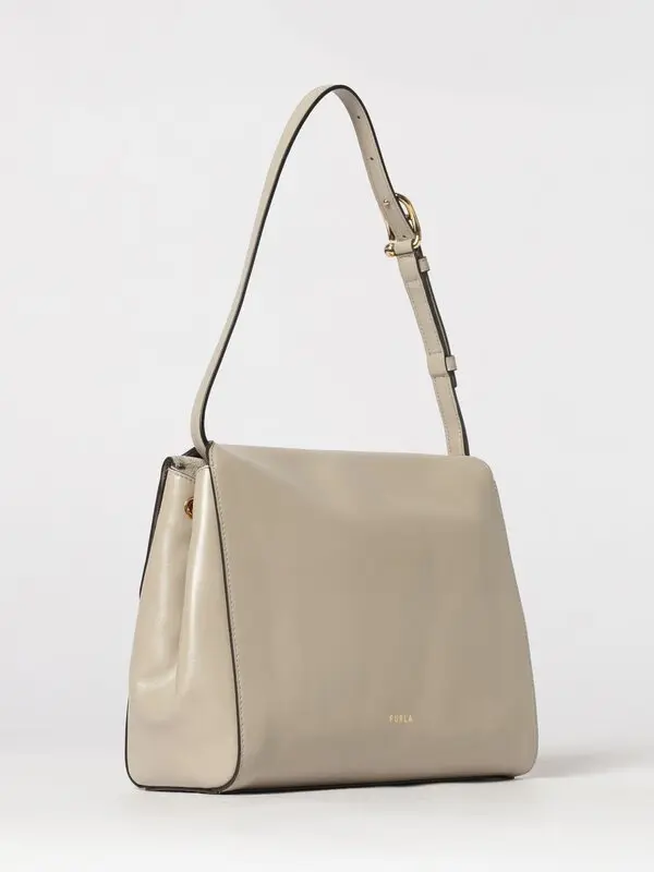 Furla Domus Leather Shoulder Bag - Grey