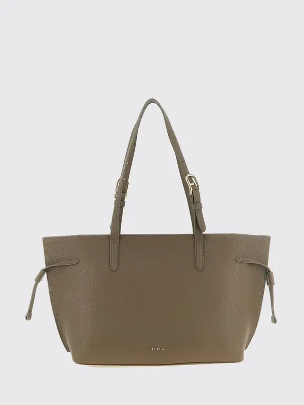 Furla Ava Grained Leather Shoulder Bag - Grey