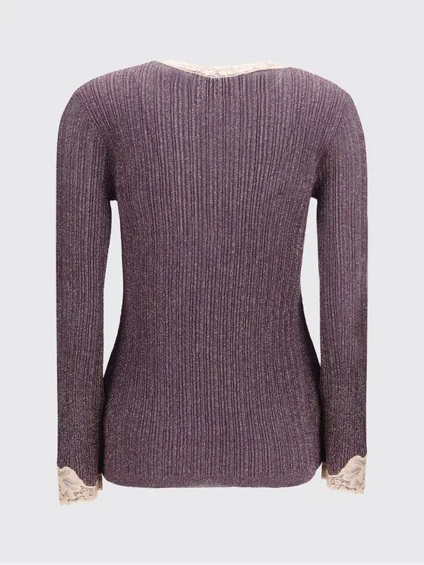 Valentino Garavani Ribbed Knit Lace Trimmed Cardigan