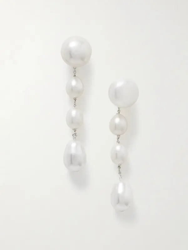 SOPHIE BUHAI Large Eleanor Pearl Drop Earrings - Silver
