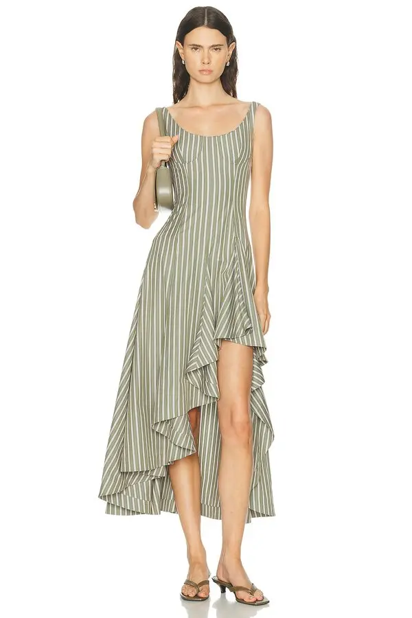 Monse Striped Corset Dress - Sage Multi