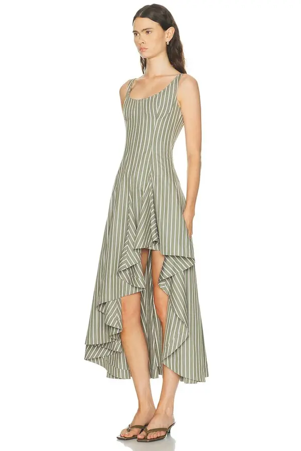 Monse Striped Corset Dress - Sage Multi