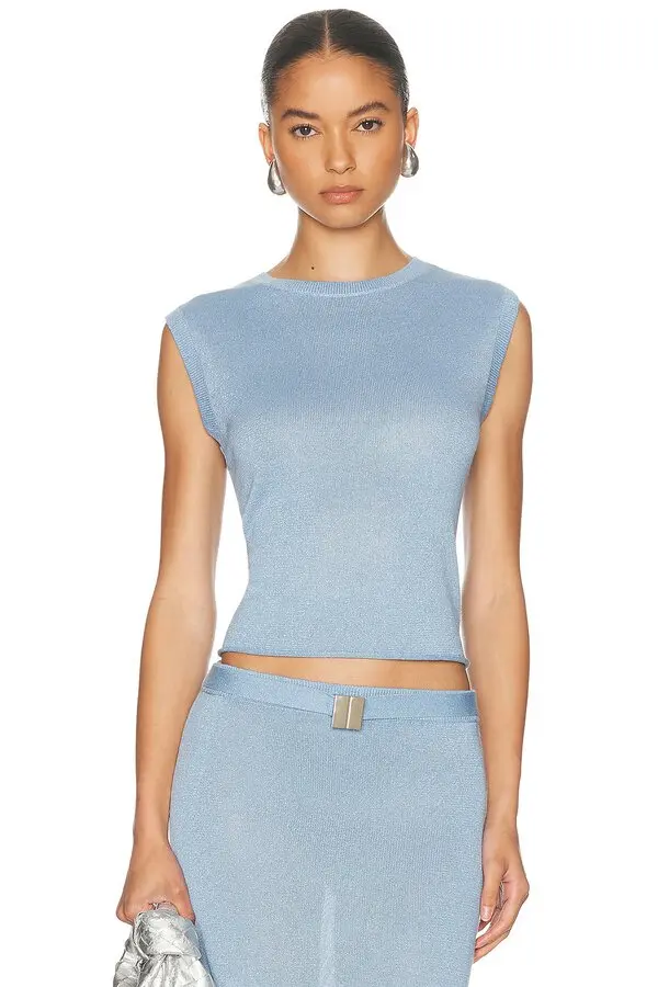 LA PORTE Willa Knit Tank Top - Sky Blue