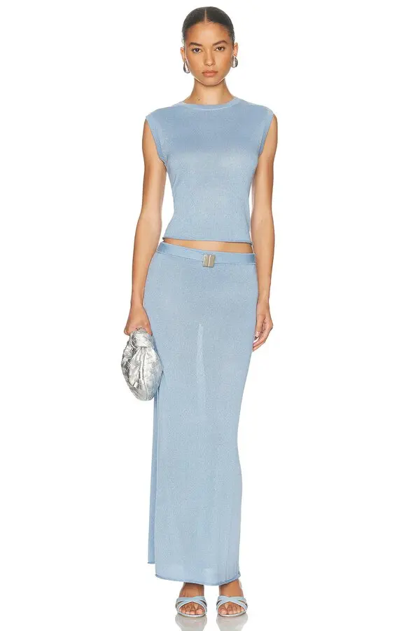 LA PORTE Willa Knit Tank Top - Sky Blue
