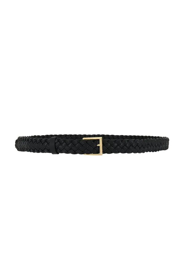 Bottega Veneta Intrecciato Nappa Leather Belt - Black & Brass Vibrato