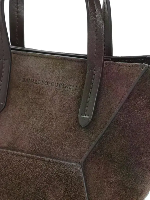 Brunello Cucinelli Mini Panelled Tote Bag - Brown