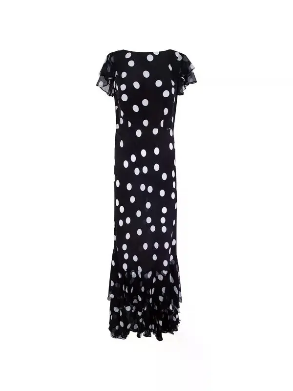 Rixo Polka-dot Ruffled Dress