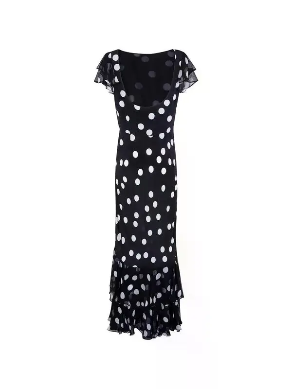 Rixo Polka-dot Ruffled Dress